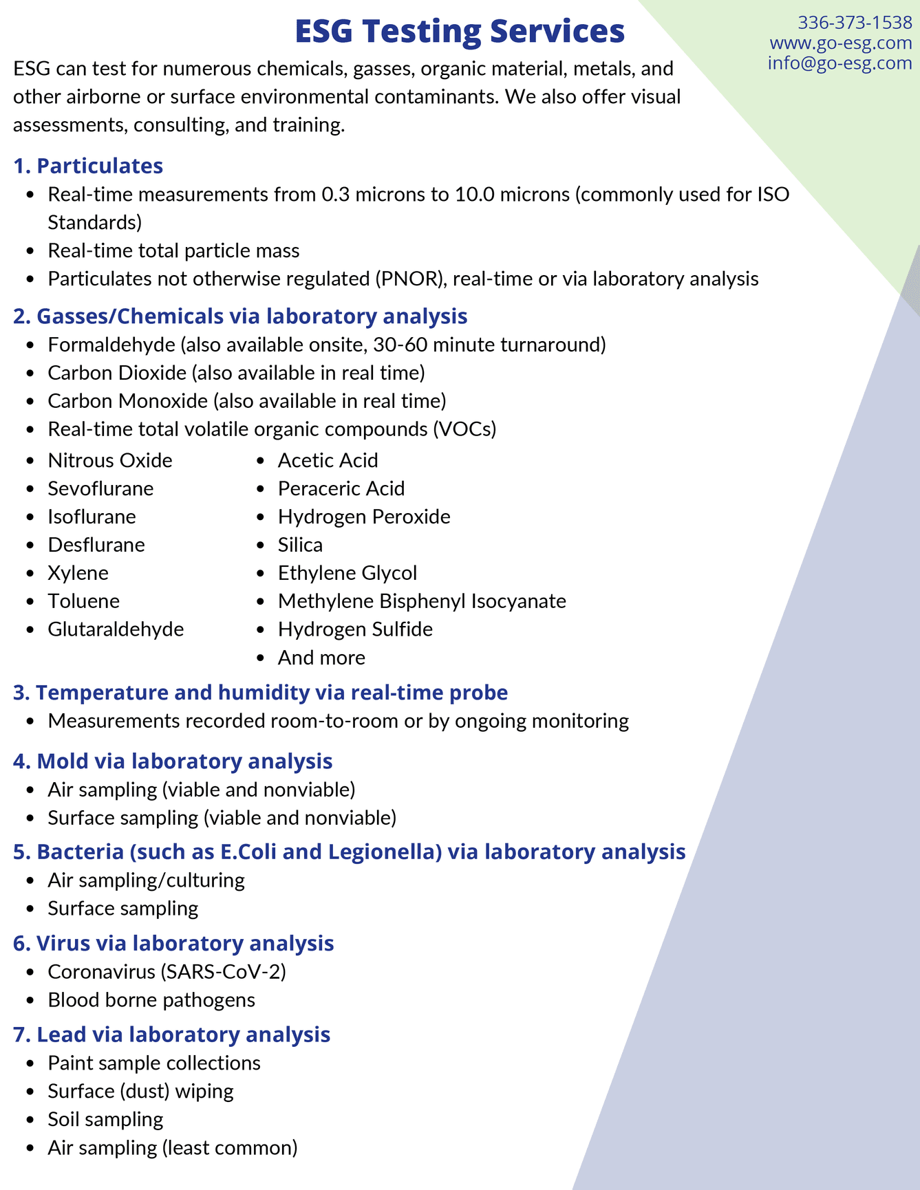 WHAT WE TEST FOR - Environmental Solutions Group